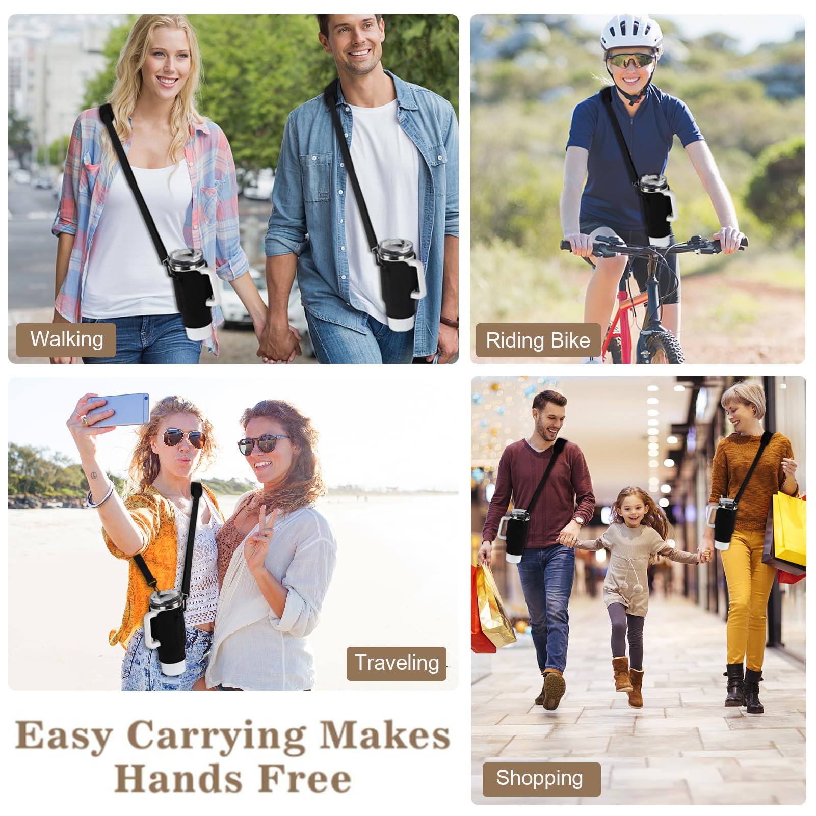 Water Bottle Carrier Bag Compatible with Stanley 40 Oz Tumbler with Bottle Pouch Holder Strap & Pocket Sling Neoprene Sleeve Sports Water Bottle Accessories for Travelling Camping