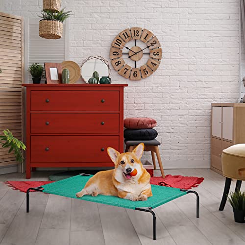 Elevated Dog Bed Cooling Dog Cat Cot Indoor Outdoor Waterproof Pet Bed Portable Raised Pet Cot for Small Medium Dogs Cats, Green