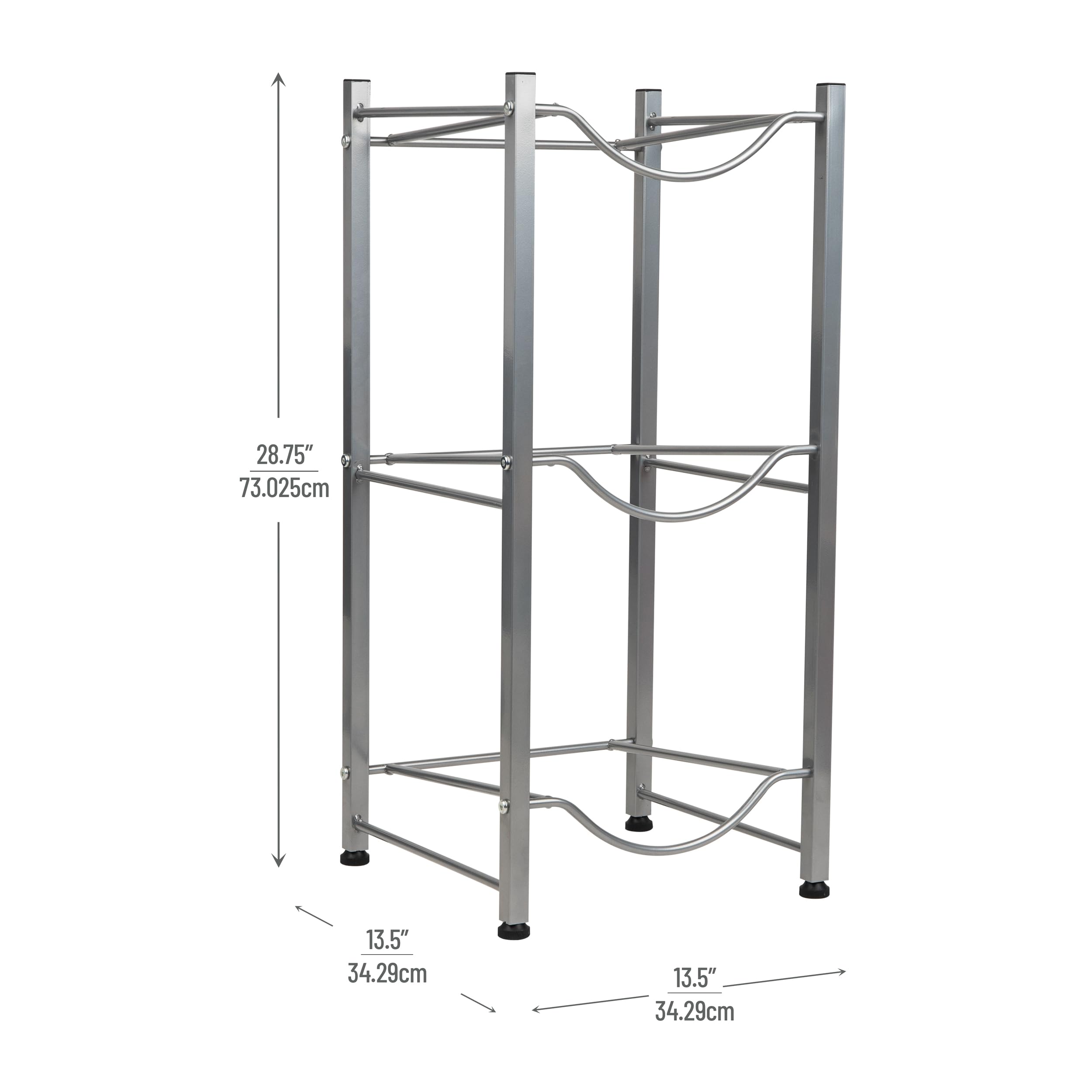 Mind Reader 5 Gallon Water Jug Stand, Water Bottle Holder, Water Cooler Stand, Rack, Metal, 13.5"L x 13.5"W x 28.75"H, Silver