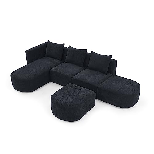 L-Shaped Corner Sectional Sofa Left Facing Modular Sofa&Couch, Modern Living Room Free 5 Seater Convertible Sofá Deep Seat Tufted Upholstered Cloud Couch W/Ottoman & Chaisesfor Home Office Apartment
