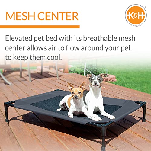 K&H PET PRODUCTS Elevated Cooling Outdoor Dog Bed Portable Raised Dog Cot Charcoal/Black Large 30 X 42 X 7 Inches