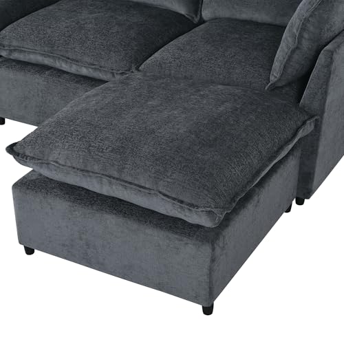 Eafurn U Shaped Modular Sectional Sofa with Reversible Chaise and Ottoman, Free Combination Symmetrical Corner Couch, Oversized Convertible Sleeper Sofa&Couch Bed for Living Room Furniture Sets