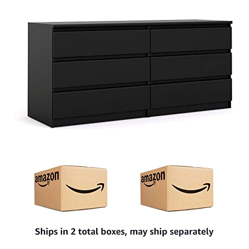 Tvilum 6 Drawer Double Dresser, Black Matte