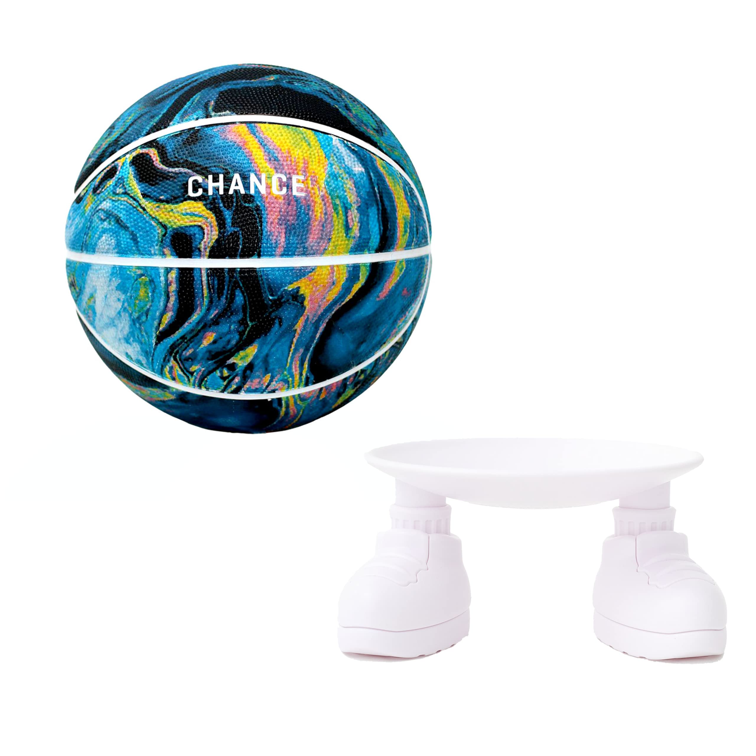 Chance Premium Rubber Outdoor/Indoor Basketball (Size 7, UNI - Multicolor) Standly The Ball Stand