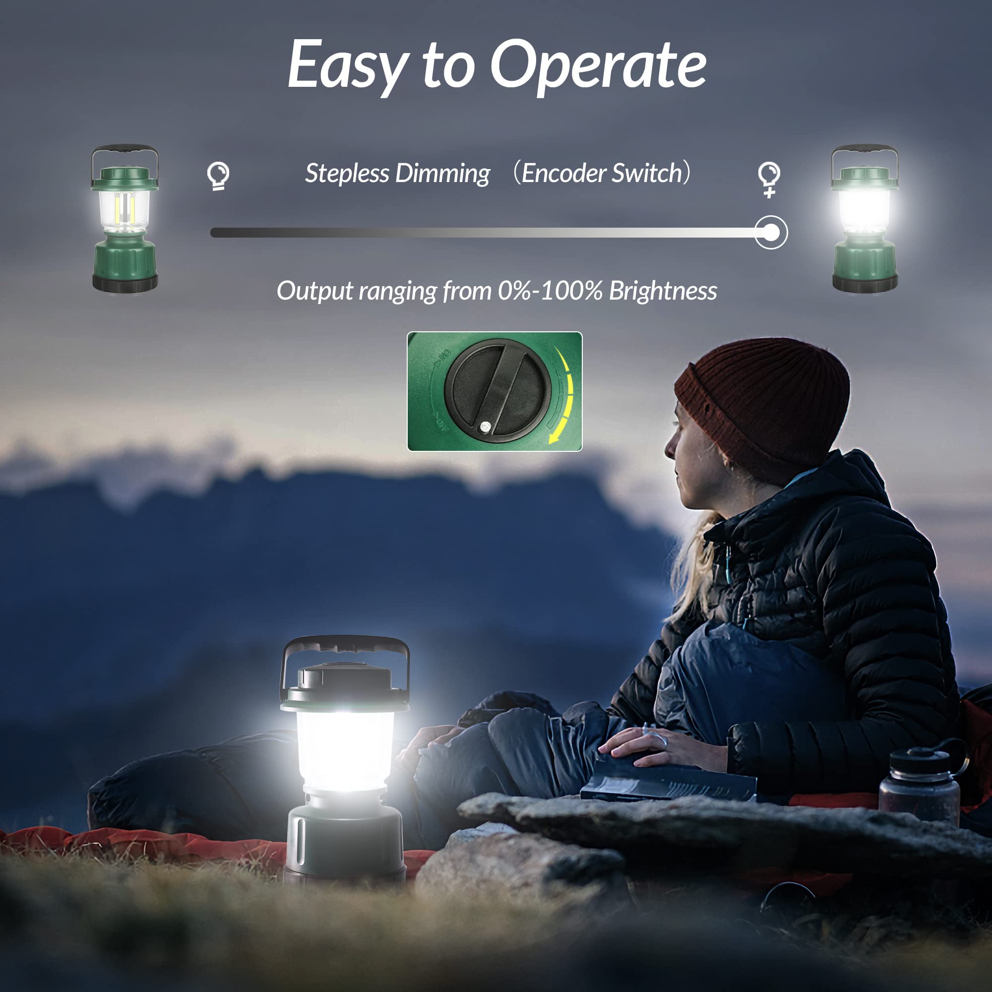 LED Camping Lantern, COB Battery Lantern 4D Batteries Powered 2500LM, Water Resistant Emergency Lantern for Power Outage, Hurricane, Hiking