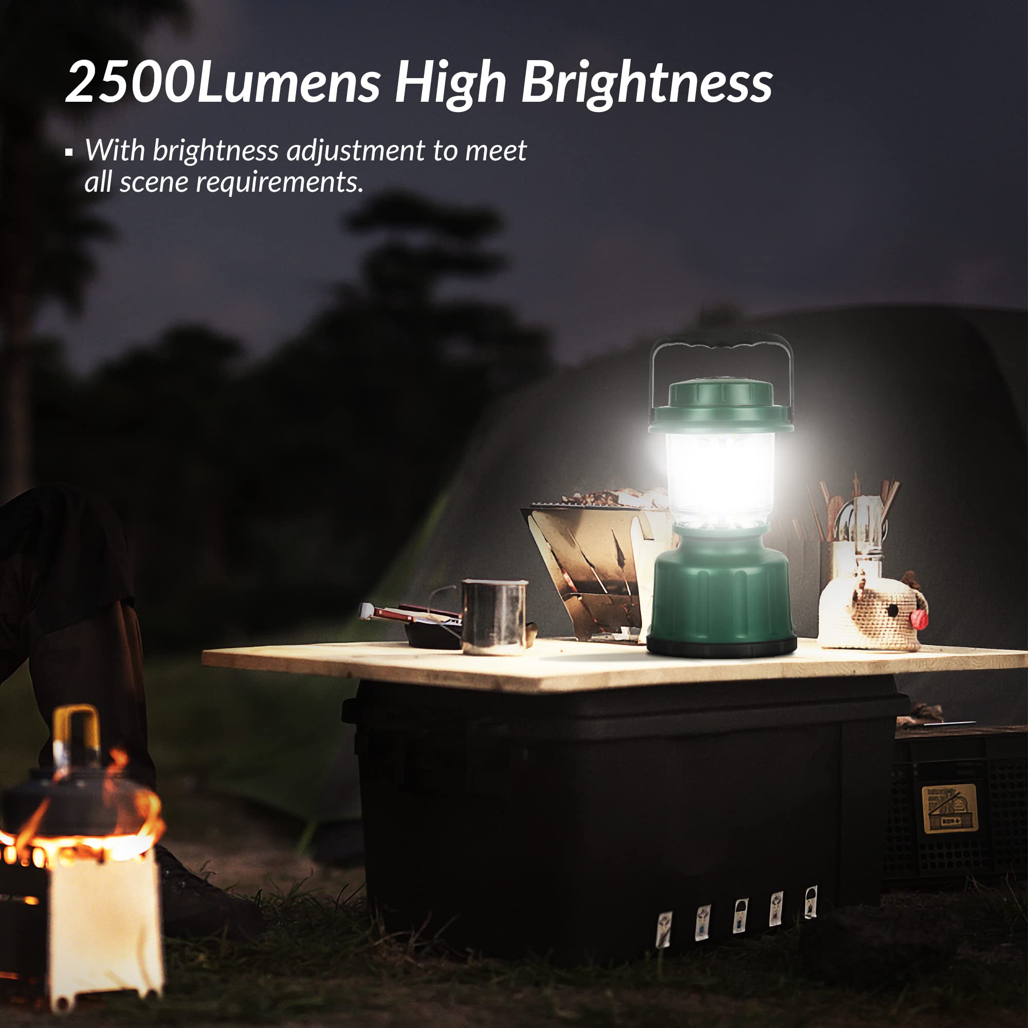 LED Camping Lantern, COB Battery Lantern 4D Batteries Powered 2500LM, Water Resistant Emergency Lantern for Power Outage, Hurricane, Hiking