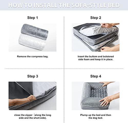 BFPETHOME Dog Beds for Large Dogs, Orthopedic Dog Bed for Medium Large Dogs, Egg- Foam Dog Crate Bed (XL(42 * 30 * 7 inch), Grey)