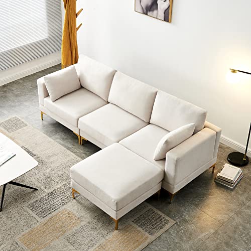 LCH Convertible, L Shaped Reversible Chaise, Sectional Sofa Couch for Small Space, Beige