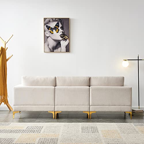 LCH Convertible, L Shaped Reversible Chaise, Sectional Sofa Couch for Small Space, Beige