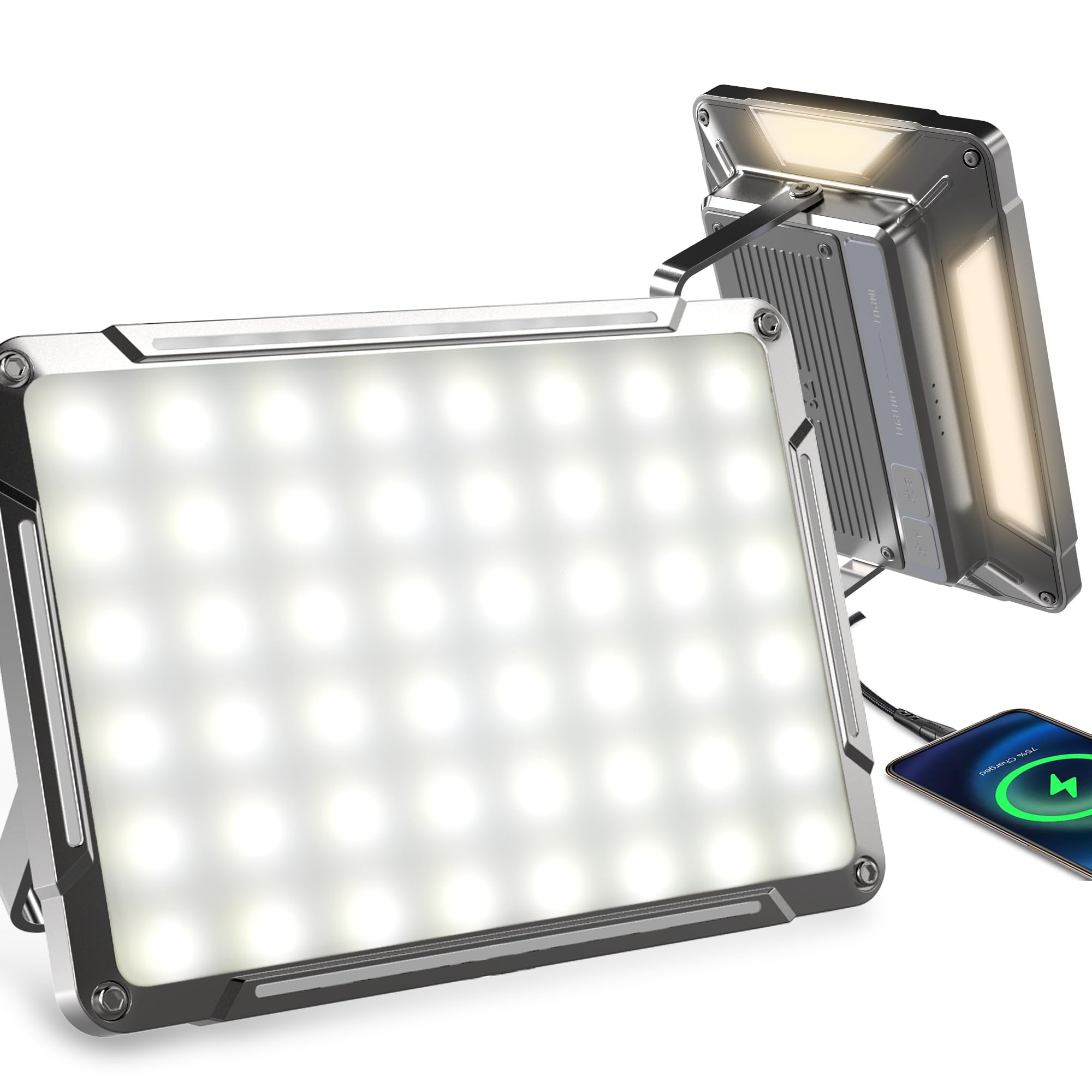 LED Camping Lantern Rechargeable 4400LM,Unique Double Light Panels, 9000mAh,Portable,8 Light Modes,Fill Light, Tent Light for Power Outages, Emergency, Hurricane, Home, Hiking