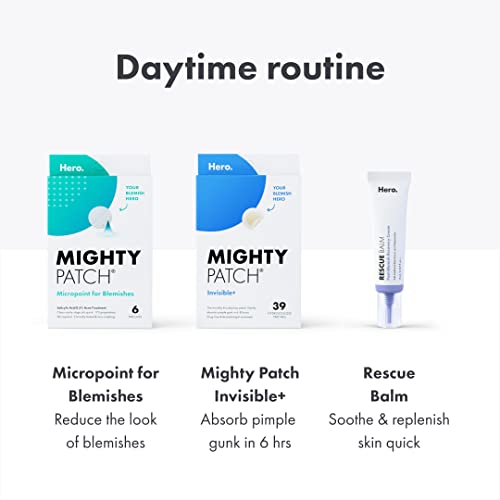 Mighty Patch Invisible+ from Hero Cosmetics - Daytime Hydrocolloid Acne Pimple Patches for Covering Zits and Blemishes, Ultra Thin Spot Stickers for Face and Skin, Vegan-friendly and Not Tested on Animals (39 Count)