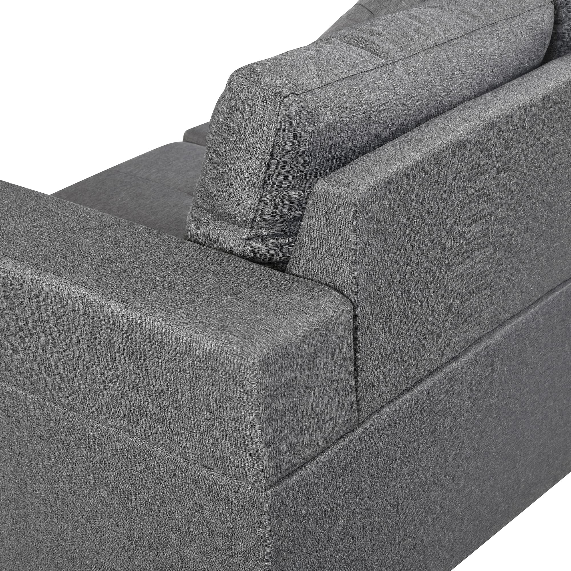 FANYHOME Sectional Sofa Set for Living Room with L Shape Lounge,Cup Holder and Left or Right Hand Chaise Modern 4 Seat, Grey