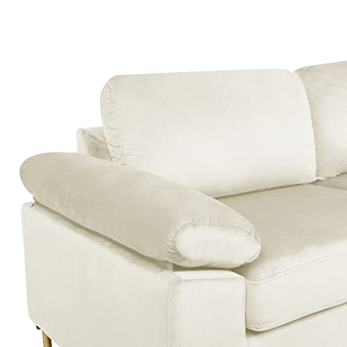 EMKK 101" Reversible Sectional 3 Seat L Shaped Modular Sofa with Flexible Storage Ottoman Chaise Modern Velvet Upholstered Sofá &Couches for Living Room Furniture Sets Apartment Office, E-Beige
