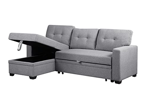YOPTO L-Shape Sleeper Sectional Sofa-Abolished, 82 x 53 x 34.5 in, Dark Gray