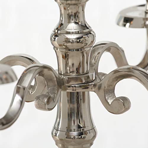 WHW Whole House Worlds Romantic Hamptons Oversized 5 (Five) Candle Silver Candelabra, Hand Crafted of Silver Aluminum Nickel, Over 3 FT High, (41.25 Inches) Free Standing Floor Unit