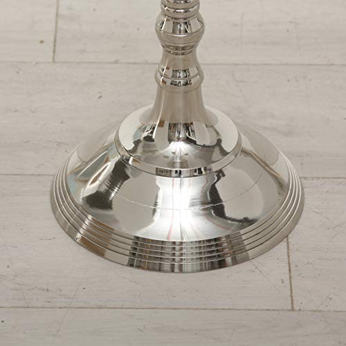 WHW Whole House Worlds Romantic Hamptons Oversized 5 (Five) Candle Silver Candelabra, Hand Crafted of Silver Aluminum Nickel, Over 3 FT High, (41.25 Inches) Free Standing Floor Unit