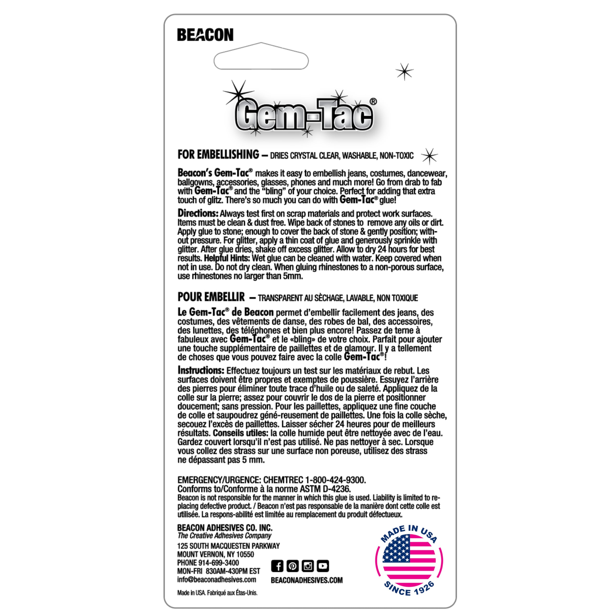 Beacon Gem-Tac Permanent Adhesive, 4-Ounce