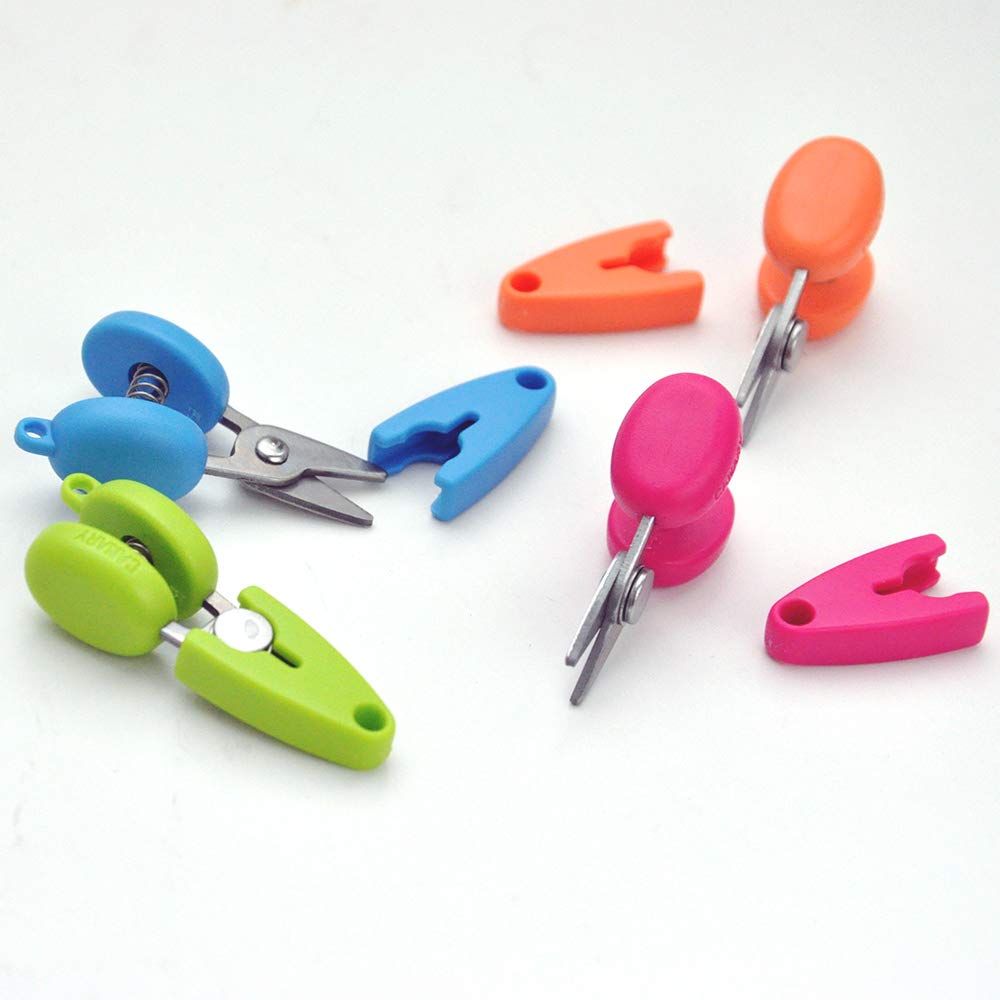 CANARY Tiny Scissors With Cover 1.3" Extra Mini Small Scissors, Razor Sharp Japanese Stainless Steel Blade, Keychain Scissors for Sewing, Office, Travel, Spring Loaded Blunt Tips, Made in JAPAN, Blue