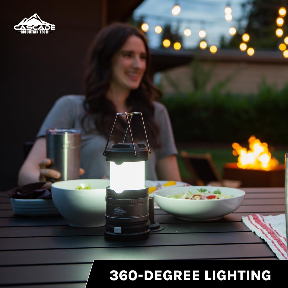 Cascade Mountain Tech Pop-Up IPX4 Water-Resistant LED Lantern with 4 Light Modes - 3 Pack
