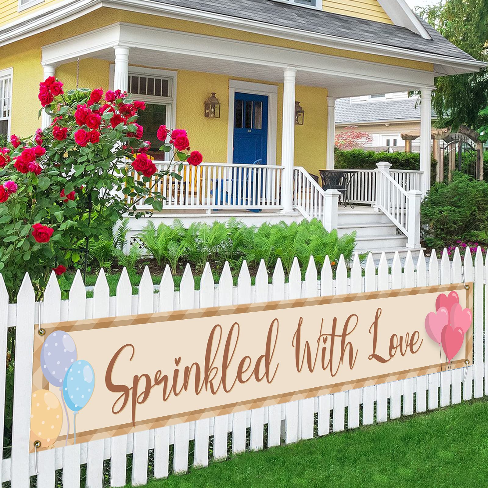 Sprinkled With Love Baby Shower Large Banner Sign Backdrop,Welcome Baby Party Decorations Supplies ,Baby Shower Decor For Baby Boy Or Girl Baby Shower Decorations 9.8x1.6ft