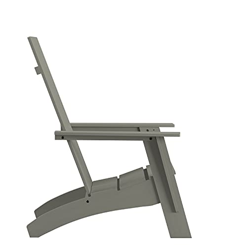 Flash Furniture Set of 4 Sawyer Modern 2-Slat Back Adirondack Chairs - Gray All-Weather Poly Resin Lounge Chairs