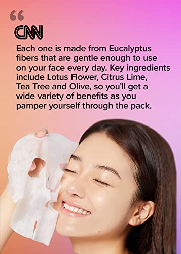 I DEW CARE Sheet Mask Pack - Let’s Get Sheet Faced | Mother's Day, 14-Day Intense Skincare Makeover with Collagen, Tea Tree Oil, Eucalyptus, Lotus Flower, 14 Count