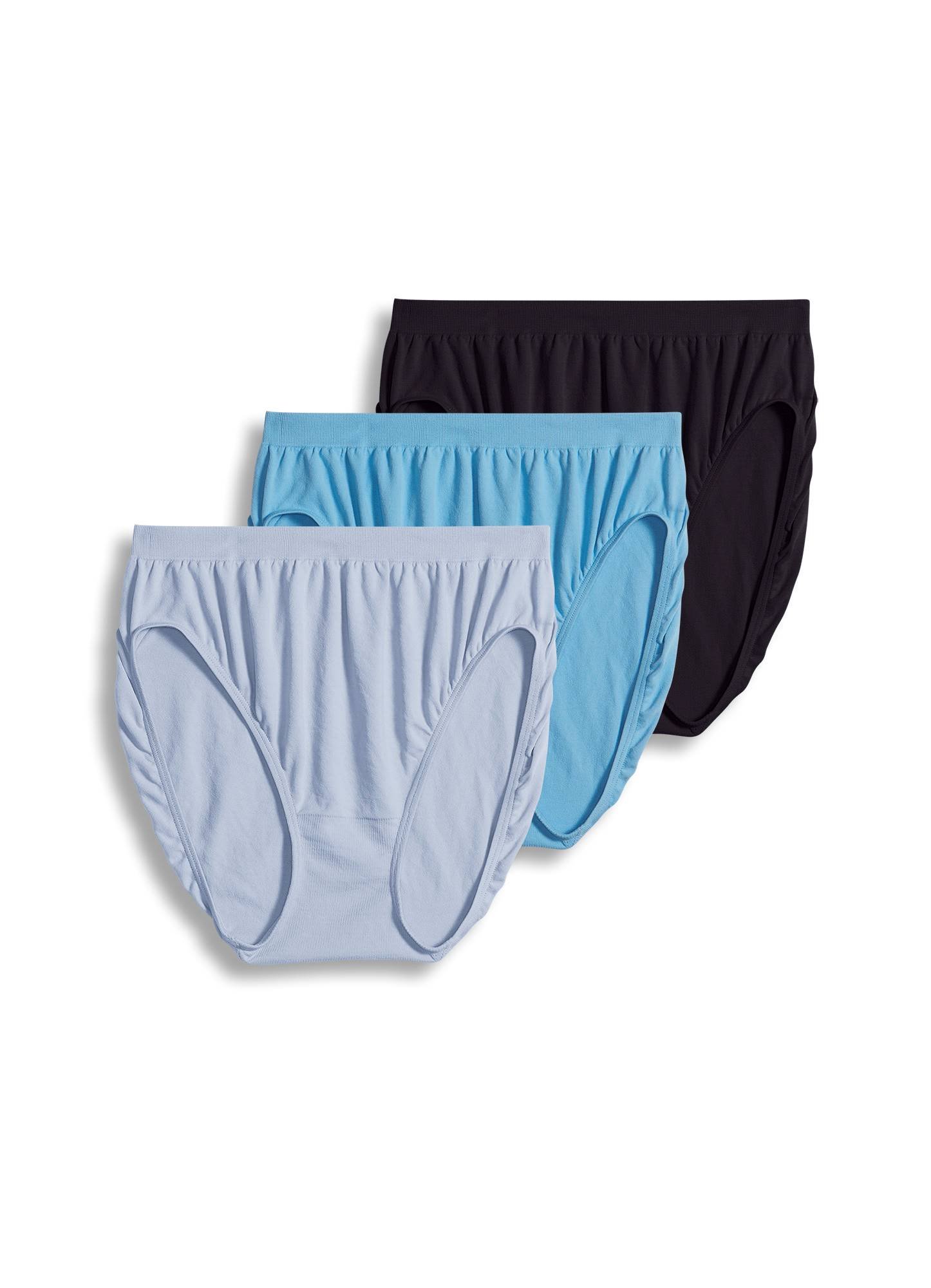 Jockey Women's Underwear Comfies Microfiber French Cut - 3 Pack, Blue Wave/Sailor Blue/Night Blue, 7
