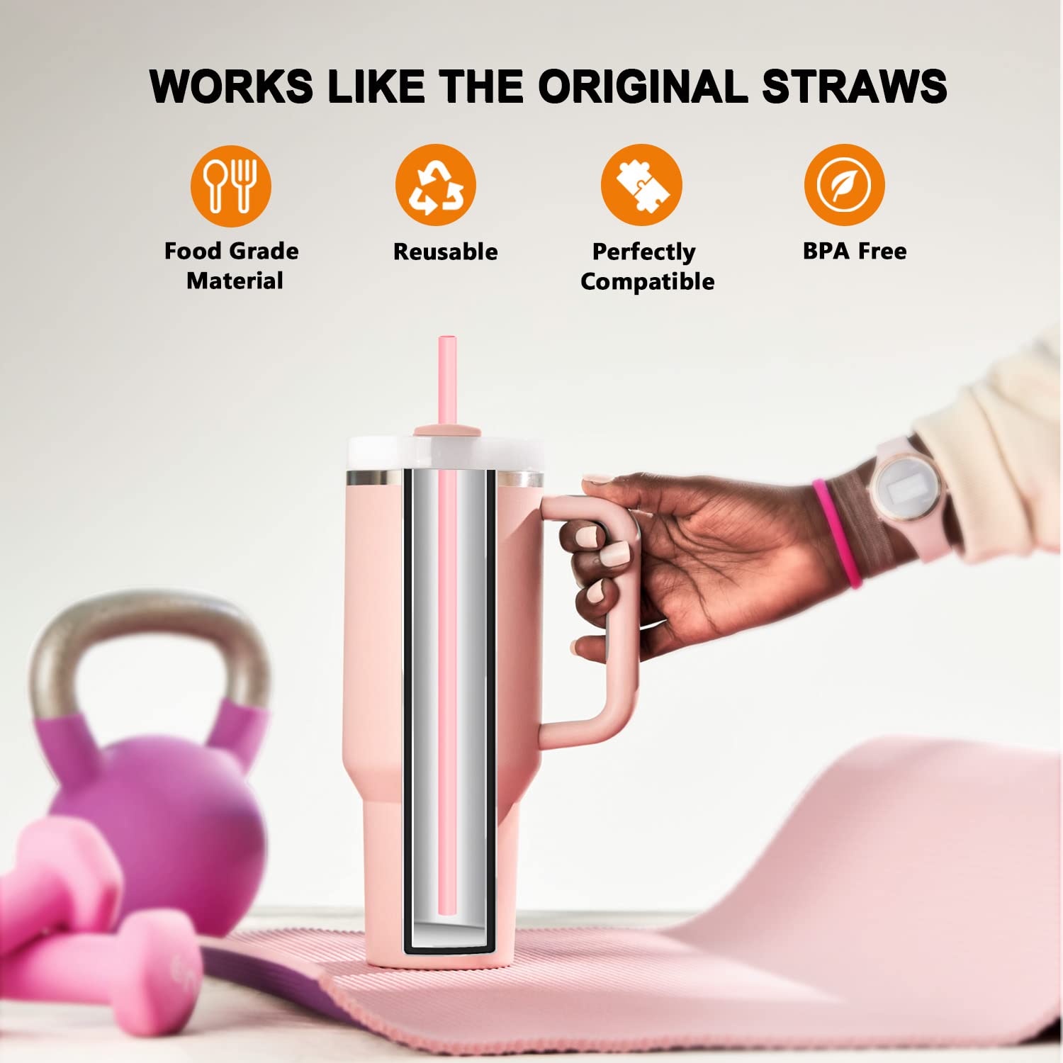 6Pack Replacement Straws for Stanley 40oz 30oz 20oz 14oz Tumbler, Airboat Reusable Plastic and Flexible Silicone Straws with Clean Brush Compatible with Stanley Cup (2*Clear Plastic+4*Color Silicone)