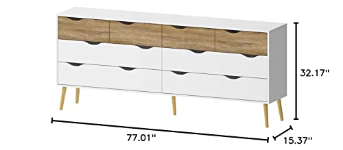 Tvilum Diana 8 Drawer Dresser, White/Oak Structure