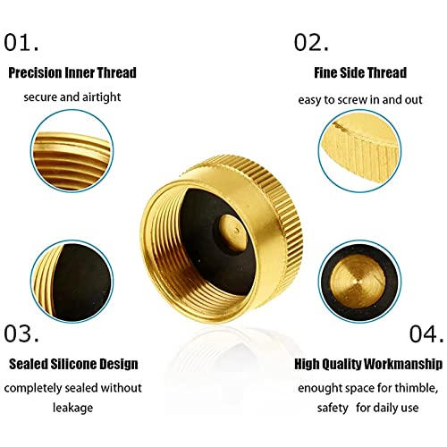 ANPTGHT 6pcs Refill Propane Bottle Cap Solid Brass 1lb Propane Tank Sealed Cap Universal All One Pound Cyliders Gas Tank Protect Caps for Camping Outdoor Cooking