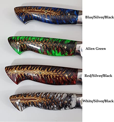 Custom VG10 Damascus chef knife Hybrid Santoku 9" White Silver cast pine cone handle, kitchen knife w/ 67 layer SS Damascus (White SIlver)