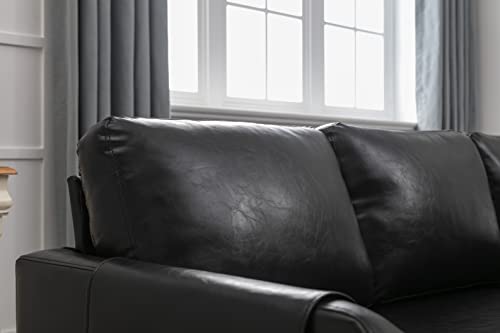 Eafurn 3 Seater Sectional Chaise Lounge and Storage,L Shaped Convertible Pull Out Bed,Comfy Velvet Upholstery Corner Sofa & Couches Button Tufted Living Room Furniture Sets, Black Soft 72.44"
