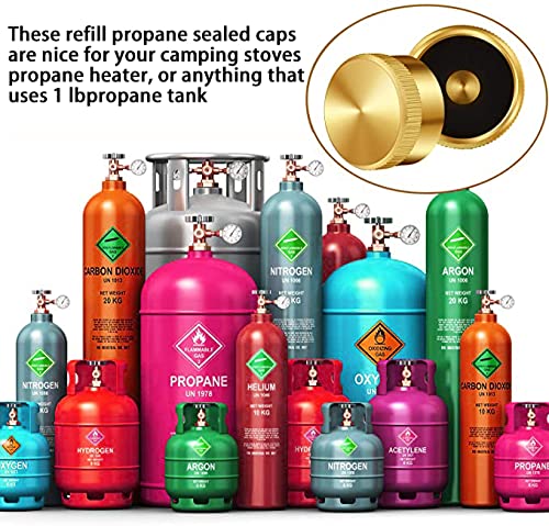 ANPTGHT 6pcs Refill Propane Bottle Cap Solid Brass 1lb Propane Tank Sealed Cap Universal All One Pound Cyliders Gas Tank Protect Caps for Camping Outdoor Cooking