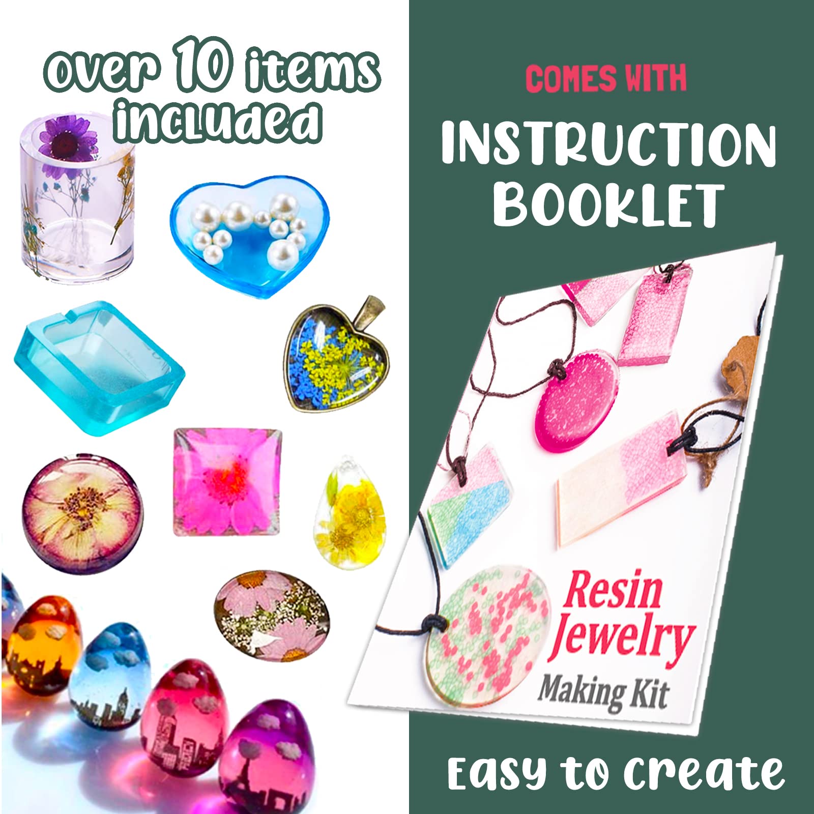 Goody King Resin Jewelry Making Starter Kit - Resin Kits for Beginners with Molds and Resin Jewelry Making Supplies - Silicone Casting Mold, Tools Set Clear Epoxy Resin for DIY Jewelry