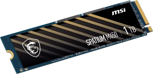 MSI SPATIUM M450 PCIe 4.0 NVMe M.2 1TB Internal Gaming SSD up to 3600MB/s 3D NAND Up to 600 TBW