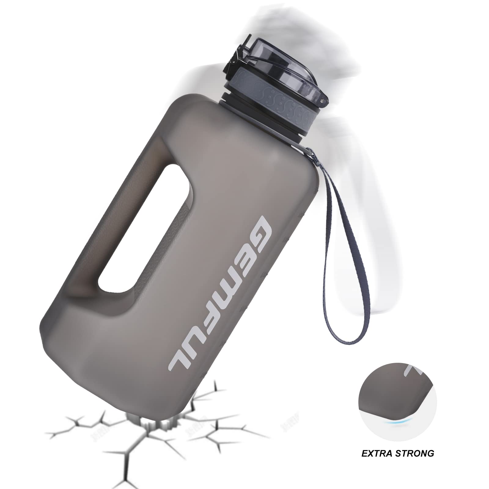 GEMFUL Large Water Bottle with Handle 74oz BPA Free for Sports