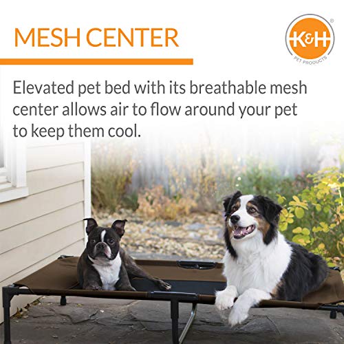 K&H Pet Products Original Pet Cot Elevated Dog Bed Chocolate/Black Mesh X-Large 32 X 50 X 9 Inches