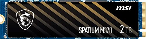 MSI SPATIUM M370 NVMe M.2 2TB Internal SSD PCIe Gen4 NVMe 1.3 3D NAND 1600 TBW