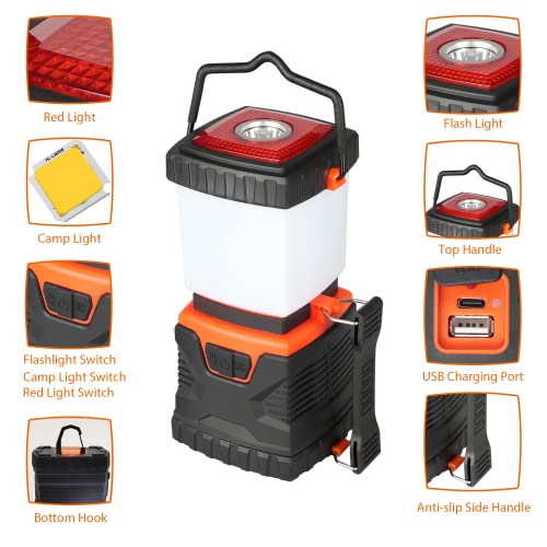 LED Camping Lantern, Rechargeable Flashlights with 3000LM, Dimmable Battery Powered Camping Lights, Daylight Warm Light 8 Modes, 4400mAh Power Bank, Portable Waterproof Tent Light for Hiking, Survival