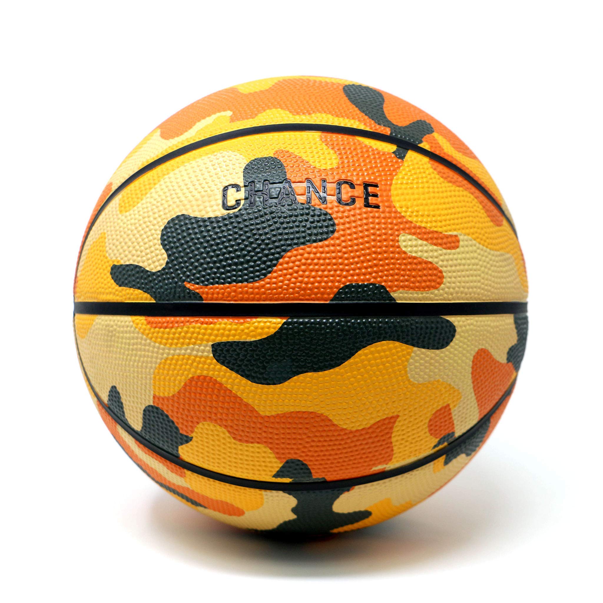 Chance Premium Rubber Outdoor/Indoor Basketball (6 Women's Official - 28.5", Pascal - Orange Camo) Standly The Ball Stand