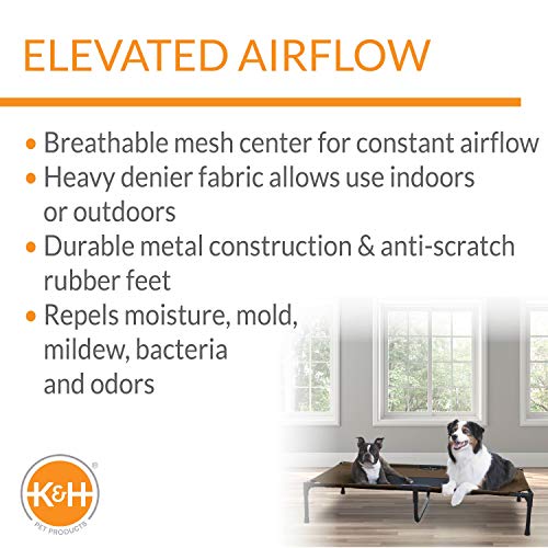 K&H Pet Products Original Pet Cot Elevated Dog Bed Chocolate/Black Mesh X-Large 32 X 50 X 9 Inches