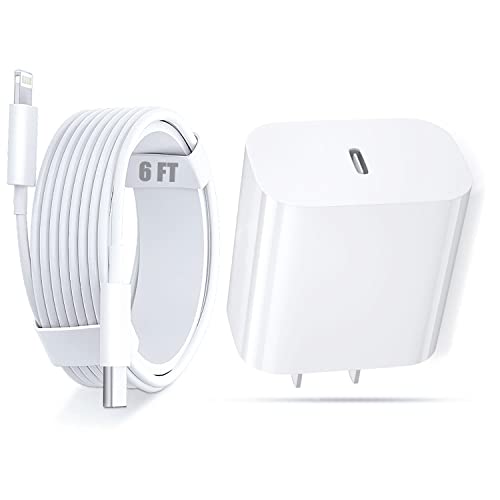 iPhone Charger Fast Charging [Apple MFi Certified] 20W Fast Charger Type C Power Wall Charger Block with 6FT USB C to Lightning Cable Quick Fast Charging Cord for iPhone 14/13/12/11/10/Pro Max/Pro