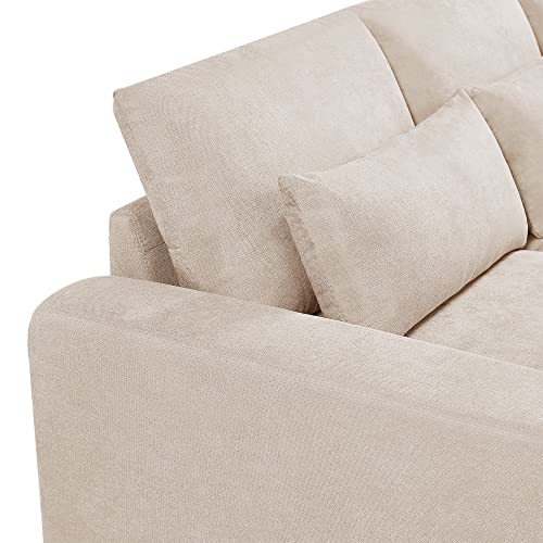 Deep Seat Down Feather Filled Modular Upholstered Sectional Sofa Couch with 4 Waist Pillows for Home Office Apartment Living Room,L-Shaped Corner Sofa & Couch Movable Ottoman/Chaise