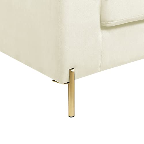 YOPTO Velvet Sectional Sofa with Chaise,L-Shape 3 Seat Sectional Couch with Velvet Pillow Arms and Removable Back and Seat Cushions,for Living Room,Apartment,Office,Beige