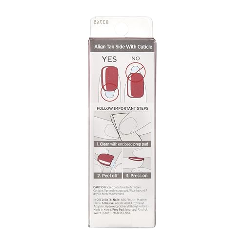 KISS imPRESS No Glue Mani Press On Nails, Color, 'Peanut Pink', Pink, Short Size, Squoval Shape, Includes 30 Nails, Prep Pad, Instructions Sheet, 1 Manicure Stick, 1 Mini File