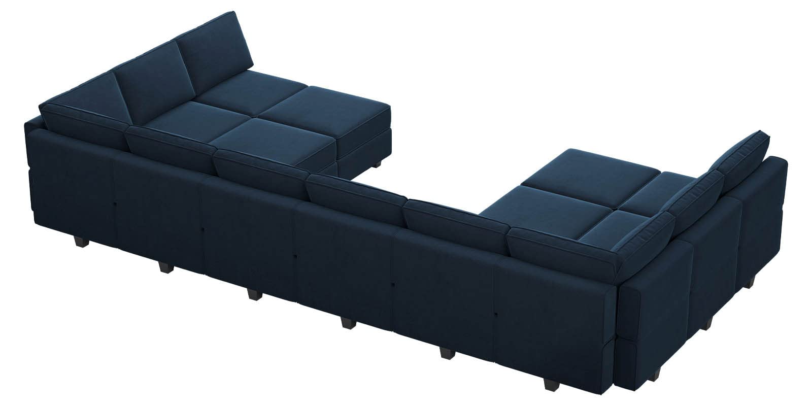 Belffin Oversized Modular sectional Sofa with Double Chaises U Shaped Sleeper Sofa Couch Reversible with Storage Velvet Blue