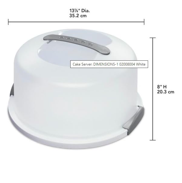XL Cake and Cupcake Carrier & Holder, Storage Container With Lid and Handle, Holds up to 12 inch 3-layer cake, White Gray Translucent Dome - Perfect for Transporting Cakes, Cupcakes, or Other Desserts