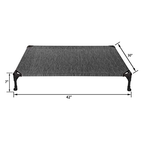 Veehoo Cooling Elevated Dog Bed, Portable Raised Pet Cot with Washable & Breathable Mesh, No-Slip Rubber Feet for Indoor & Outdoor Use, Large, Black Silver