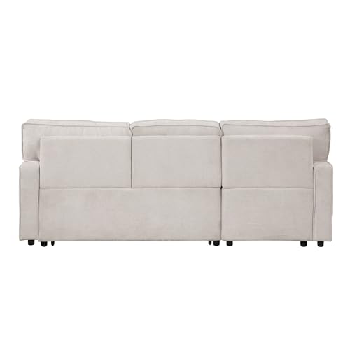 Reversible Pull-Out Sleeper Sectional Sofa Bed,Convertiable Padded Upholstery L-Shaped Corner Sofá Modular Futon Lounge Recliner Couch with Storage Chaise for Living Room Compact Space Furniture Set