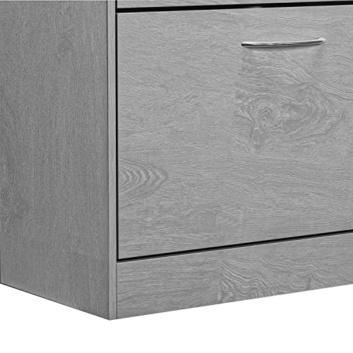 Homsee Modern Shoe Storage Cabinet with 3 Flip Drawers, Wood 3-Tier Shoe Rack Storage Organizer for Entryway, Hallway & Bedroom, Grey (22.4”L x 9.4”W x 42.1”H)